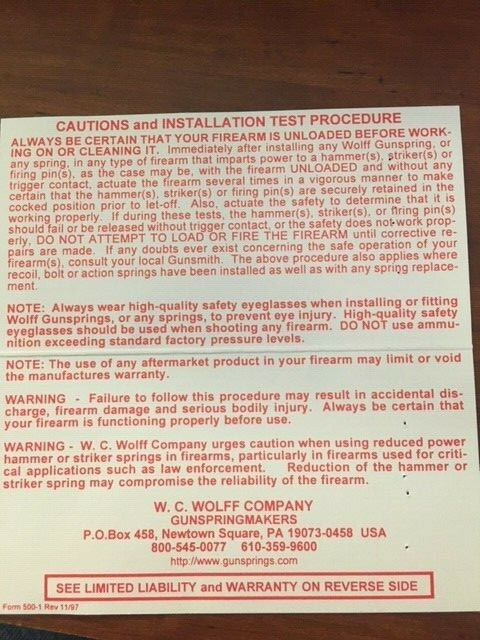 SKS Wolff Hammer Sear Spring Upgrade Kit - Rifle Performance Pack FREE ...