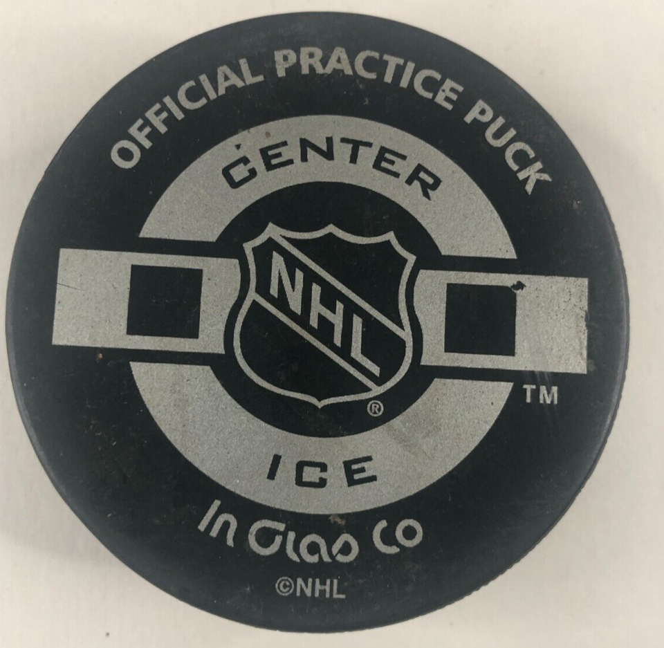 NHL Official Practice Puck In Glas Co Hockey Puck Red Baron Pizza | eBay