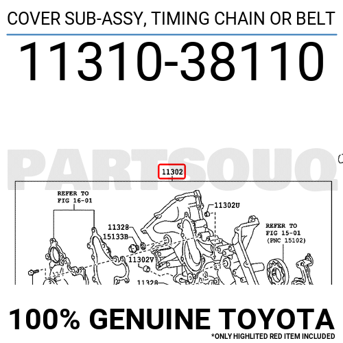1131038110 Genuine Toyota COVER SUB-ASSY, TIMING CHAIN OR BELT 11310 ...