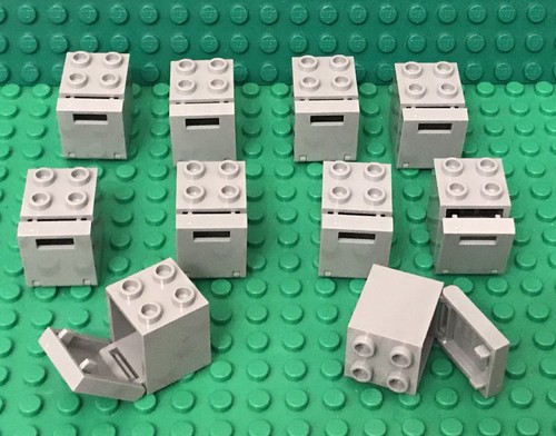 Lego 10 Light Bluish Gray Container Box 2x2x2 Complete Assembly W/ Door ...