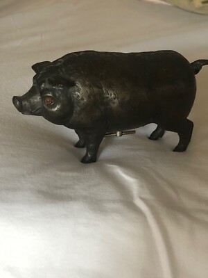 Rare Antique BGM Cast Iron Pig / Hog Novelty Wind Up Desk Bell - Pig C ...