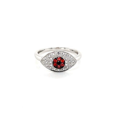 Rarities 925 Sterling Silver Evil Eye RED Sapphire Ring Size 6 | eBay