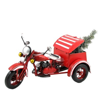 Red Metal Holiday Motorcycle Trike w Detachable Christmas Tree Holiday ...
