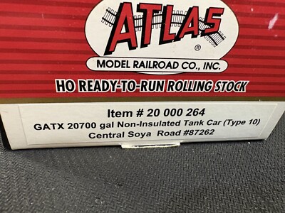 HO Atlas Central Soya GATX 20700 Gallon Tank Car #20000264 | eBay