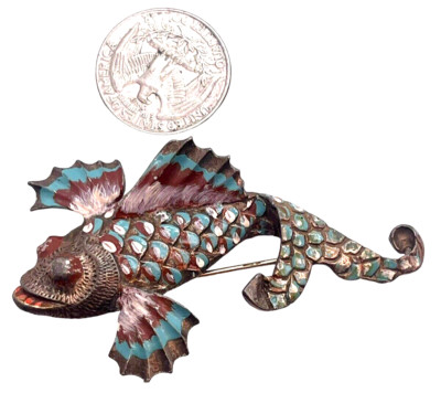 RARE 1930's Roth Feder Silver Tone Enameled Figural Fish Brooch | eBay