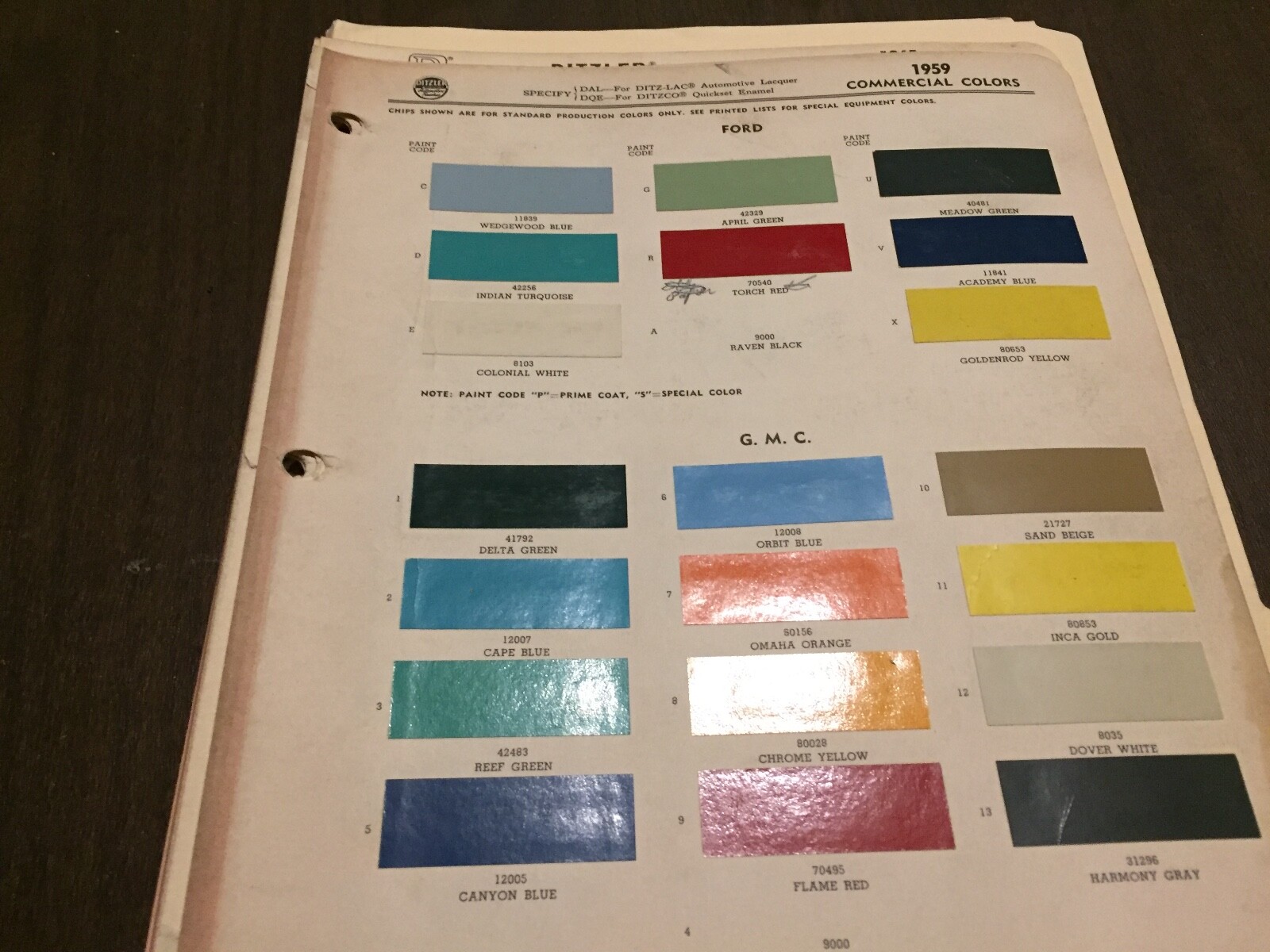 1959,1960,1961 FORD,GMC PICKUP PAINT CHIPS CHART ORIGINAL | eBay