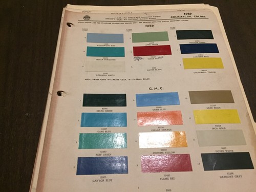 1959,1960,1961 FORD,GMC PICKUP PAINT CHIPS CHART ORIGINAL | eBay