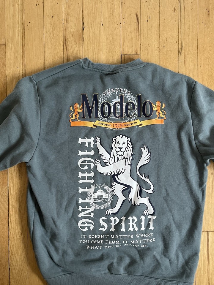 Modelo Beer Stone Washed Gray Crewneck Sweatshirt Men’s Large Cotton ...