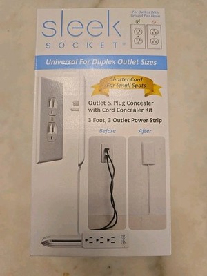 Sleek Socket 3 ft. 3-Outlet Cord and Plug Concealer with Cord ...