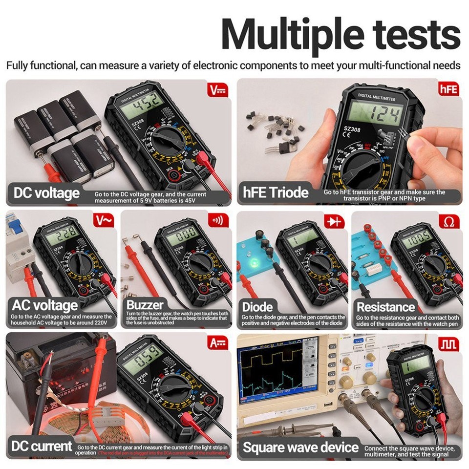 SZ308 Digital Multimeter Voltage Resistance Meter Current Meter5933 ...