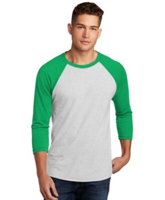 Next Level 6051 Unisex Triblend 3/4-Sleeve Raglan Envy / Heather White ...