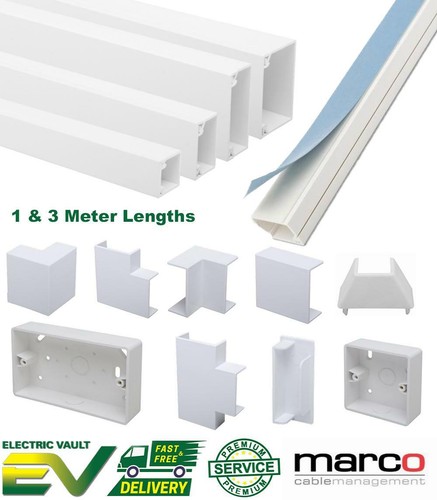 Self Adhesive Mini Trunking Multi Size 1M & 3M White Electrical PVC ...