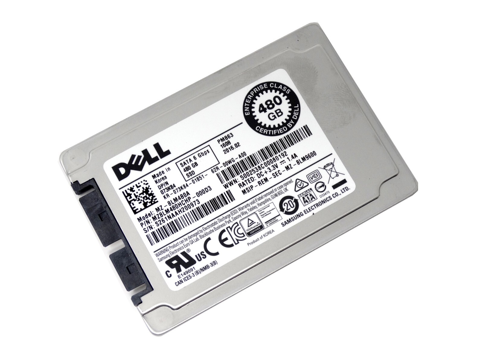NEW OEM Dell 480G PM863 1.8-inch mSATA Enterprise SSD Micro SATA Drive ...