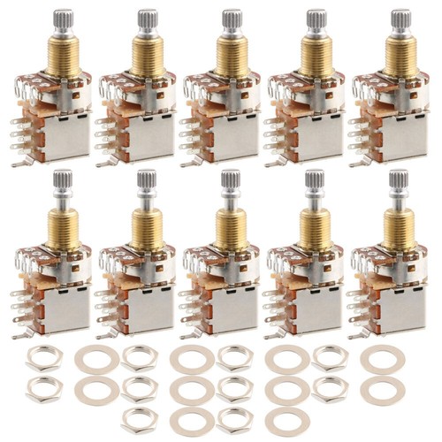 10x Audio Taper Guitar Volume Tone Potentiometer Push-Pull 3/8" Brass ...