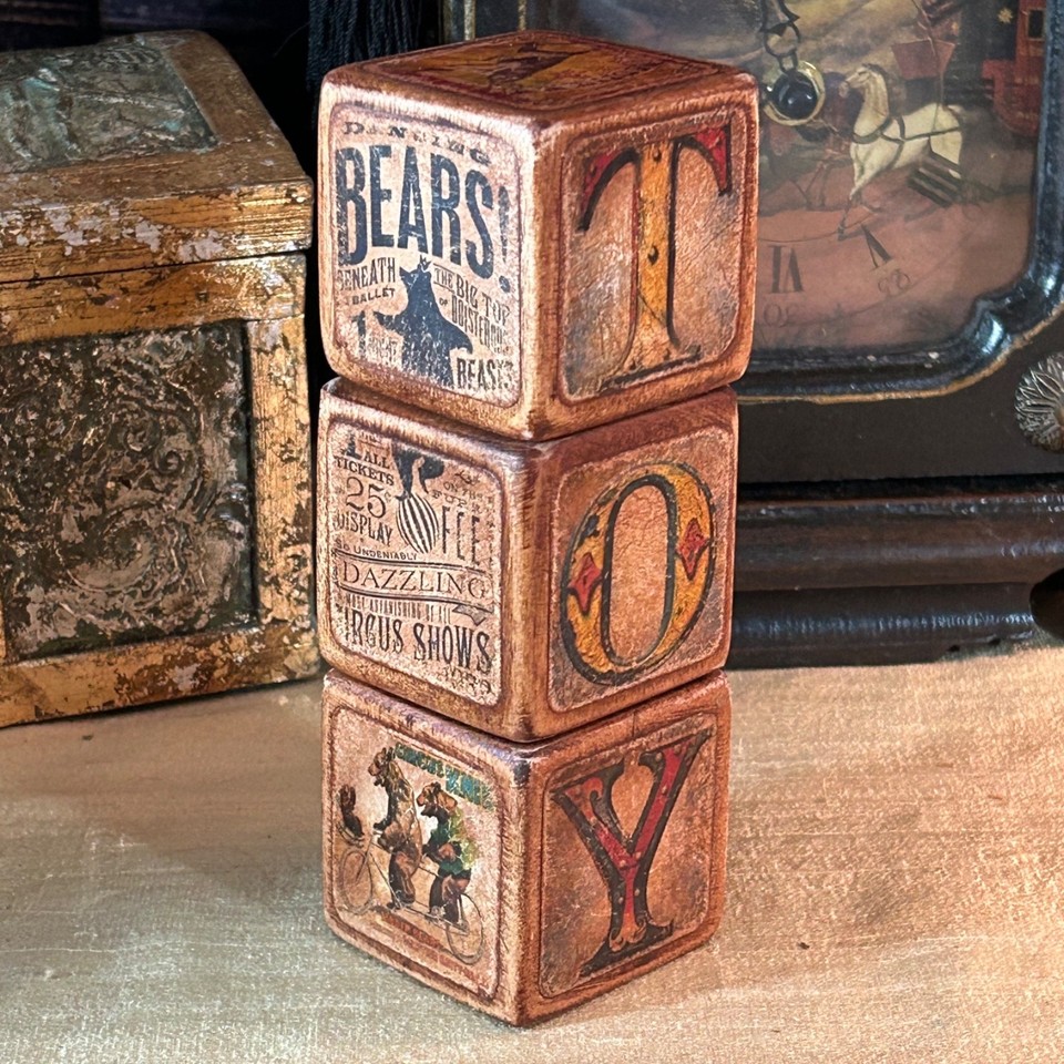 3 SOLID WOOD ABC CIRCUS BLOCKS STEIFF ANIMALS, VINTAGE CIRCUS ...