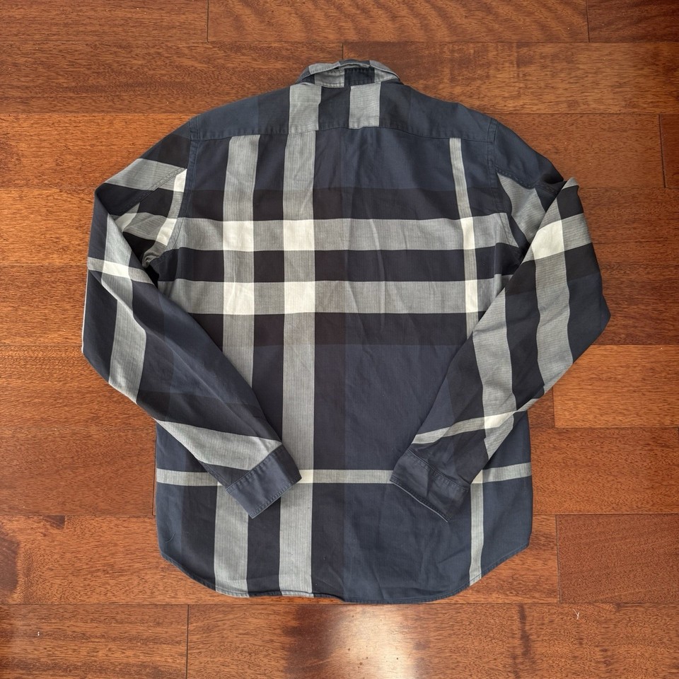 Burberry Brit Mens Nova Check Long Sleeve Tartan Button Up Shirt Blue ...