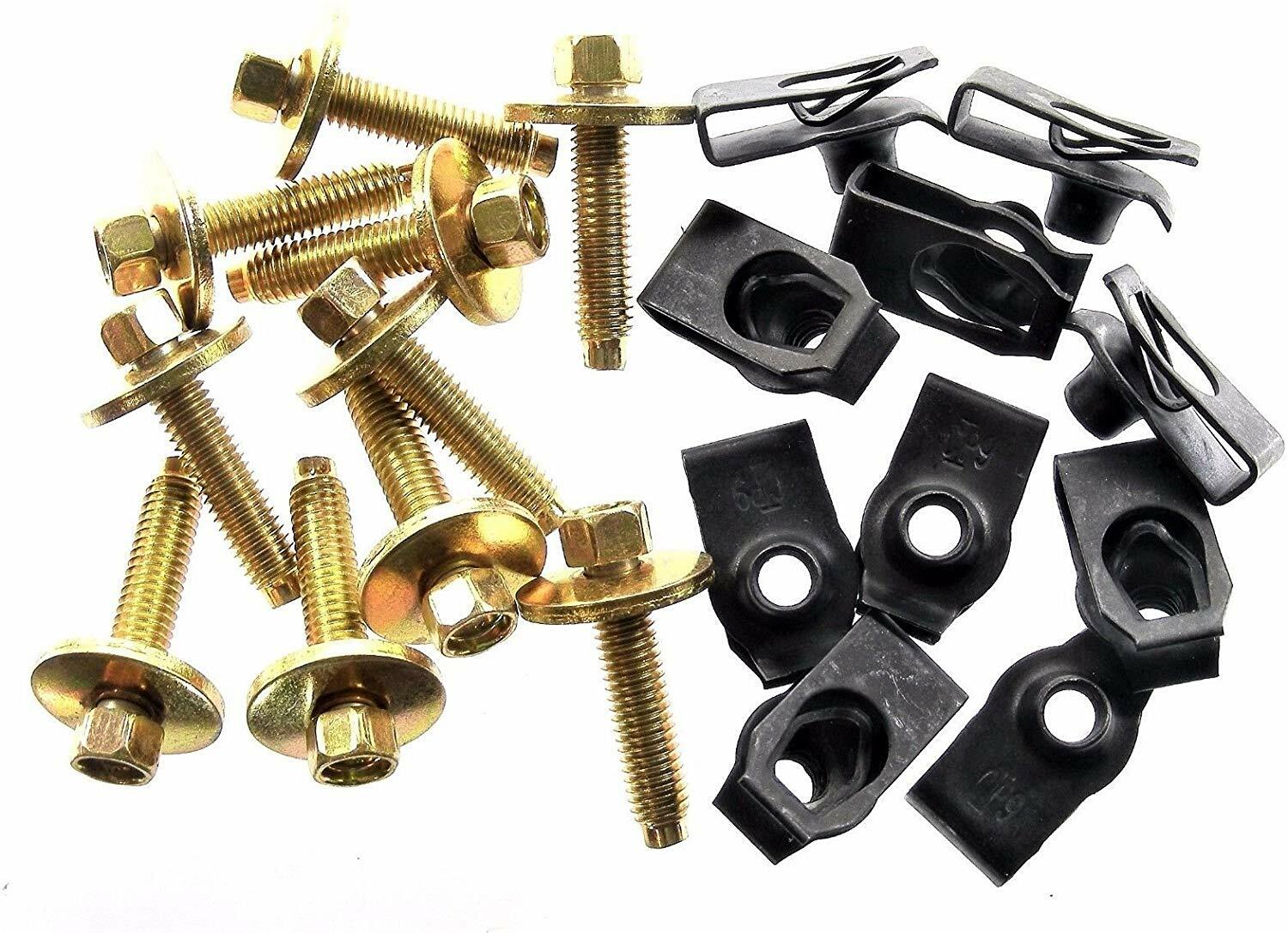 Body Bolts & U-Nut Clips M6-1.0mm x 28mm Long 8mm Hex 10 Each (1912/ ...