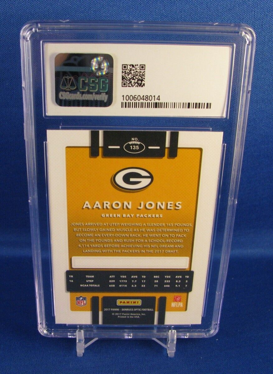 2017 Donruss Optic "AARON JONES" Rookie Card ~ Graded CSG 9 Mint ...