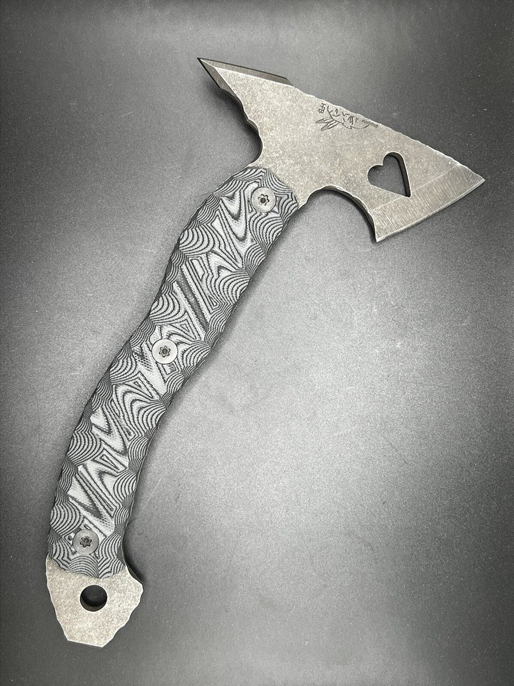 Half Face Blades Mini Bleeding Heart Tomahawk & Damascus Ring Tanto ...
