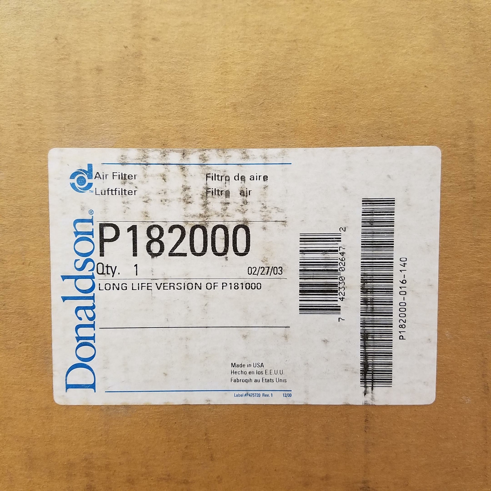 Donaldson P182000 Air Filter, Primary Finned - NEW | eBay