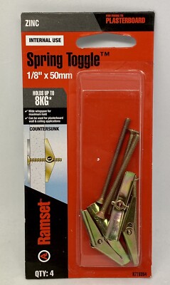 Ramset 1 / 8\" x 50mm Countersunk Head Toggle Spring - 4 Pack | eBay ...