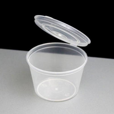 1000 x Clear Hinged Lid 1oz Plastic Re-usable Sauce Container 25ml Tub ...