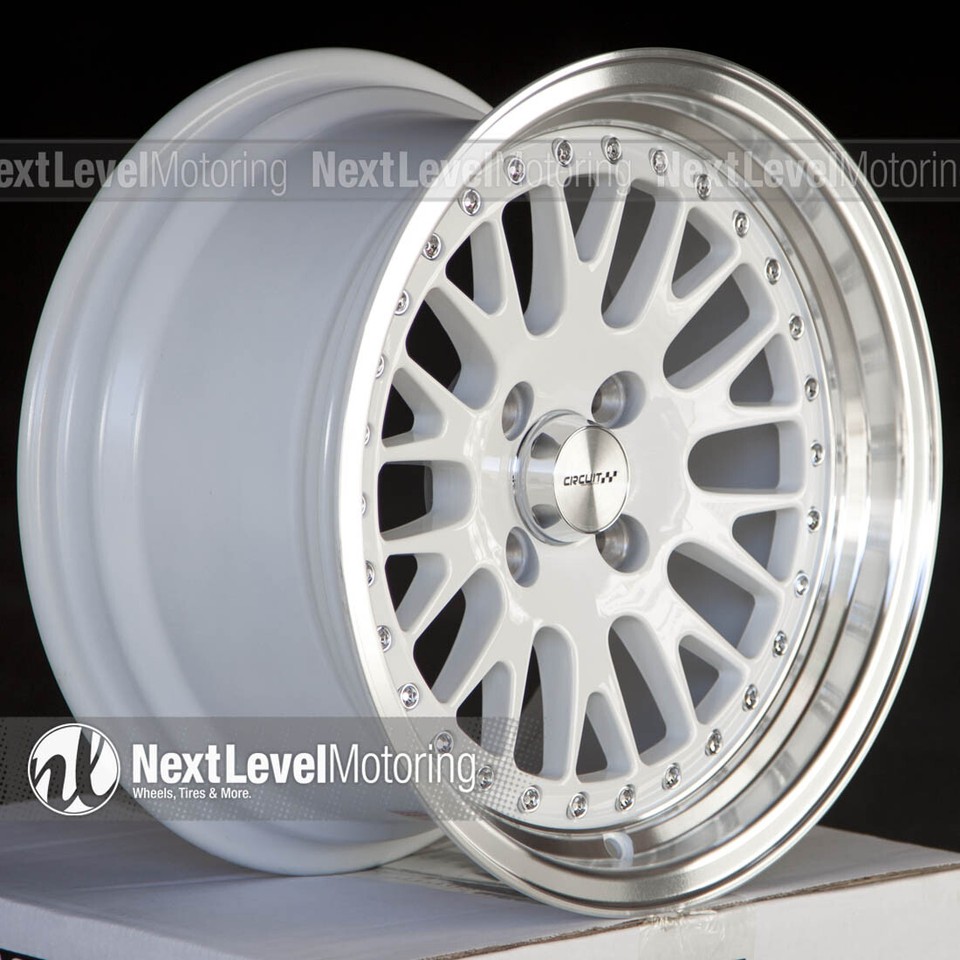 Circuit CP21 15x8 4x100 +25 White Wheels Fits Acura Integra DC2 GSR LS ...