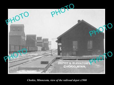 OLD LARGE HISTORIC PHOTO OF CHOKIO MINNESOTA THE RAILROAD DEPOT STATION ...