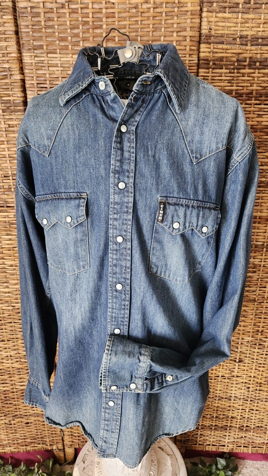 Cinch Pro Stampede PBR Blue Denim Jean Long Sleeve Pearl Snap Shirt ...