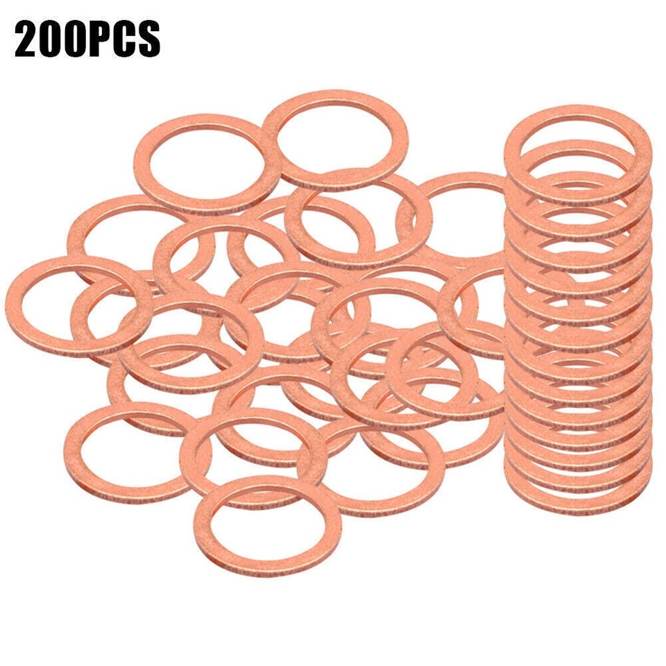 200X Gasket Set Crush Washers Assorted Solid Copper Car Engine Seal ...