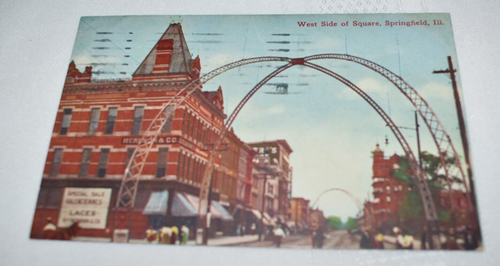 West Side of Square Springfield Illinois Postcard Majestic Publishing ...