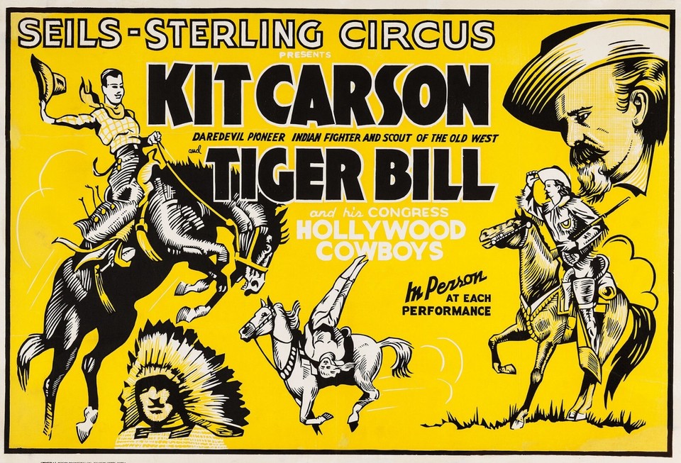 Lit Carson Tiger Bill Wild West Show Poster All Metal Tin Sign 8 x 12 ...