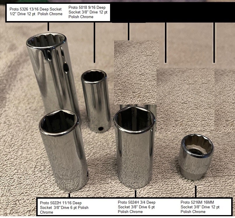 Proto Professional Chrome 5 Pcs lot Deep Socket, Metric Standard USA | eBay