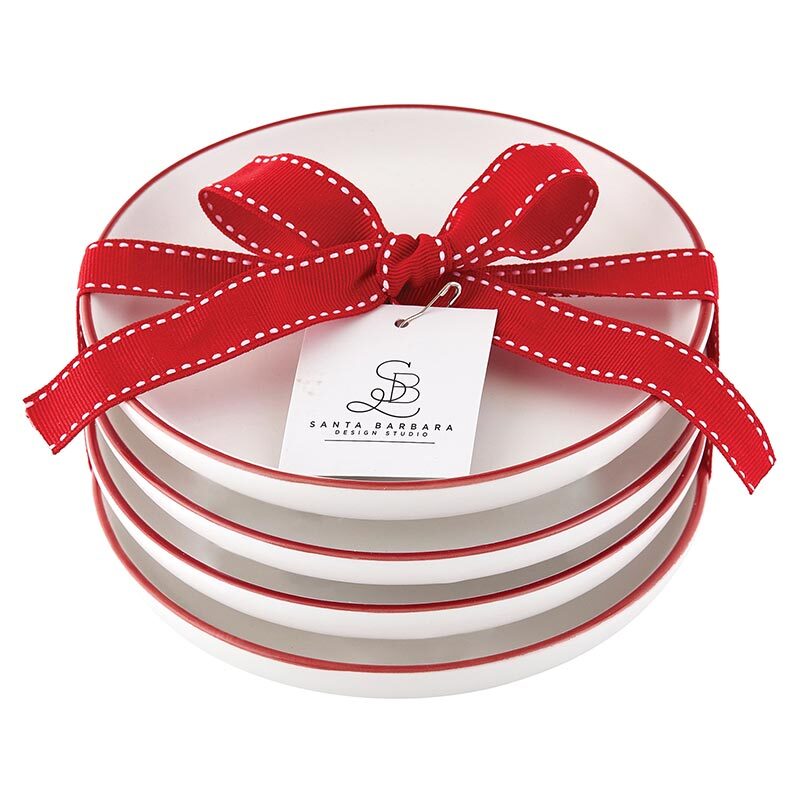 Appetizer Plate Set White Stoneware Small Plates, 6.29" Dia, Holiday ...