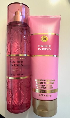 Bath & Body Works "Covered in Roses" Fragrance Body Mist & Body Cream 8 ...