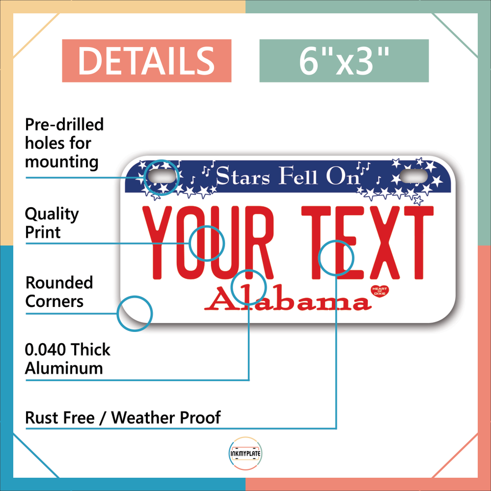 Custom state License Plates with personalized text Car 12x6- Moto 7x4 ...