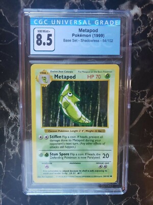 1999 Pokemon Shadowless Base Set Metapod 54/102 NM/Mint PSA 9 | eBay