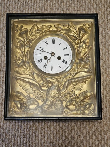 Antique 1800's Austrian Victorian Picture Frame Wall Clock w/Brass ...