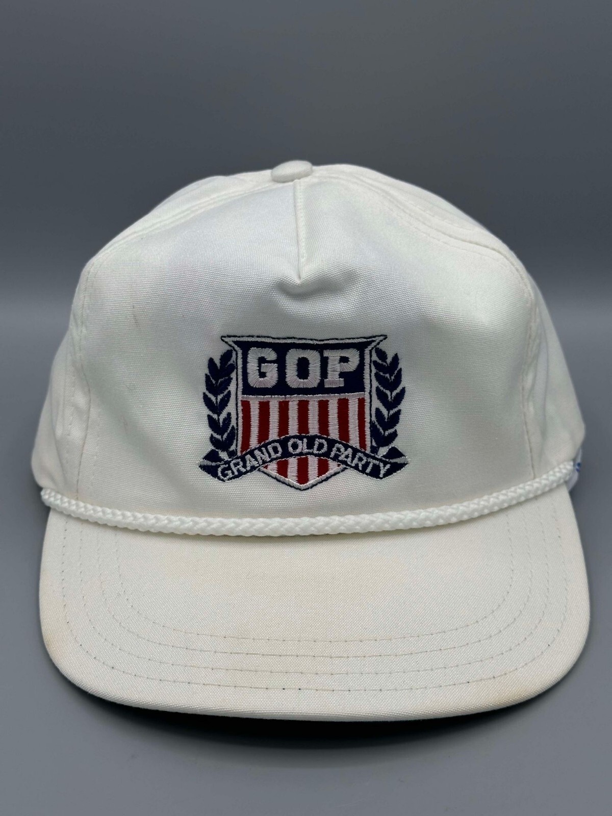 Vintage Grand Old Party Corded White Adjustable Hat R… - Gem