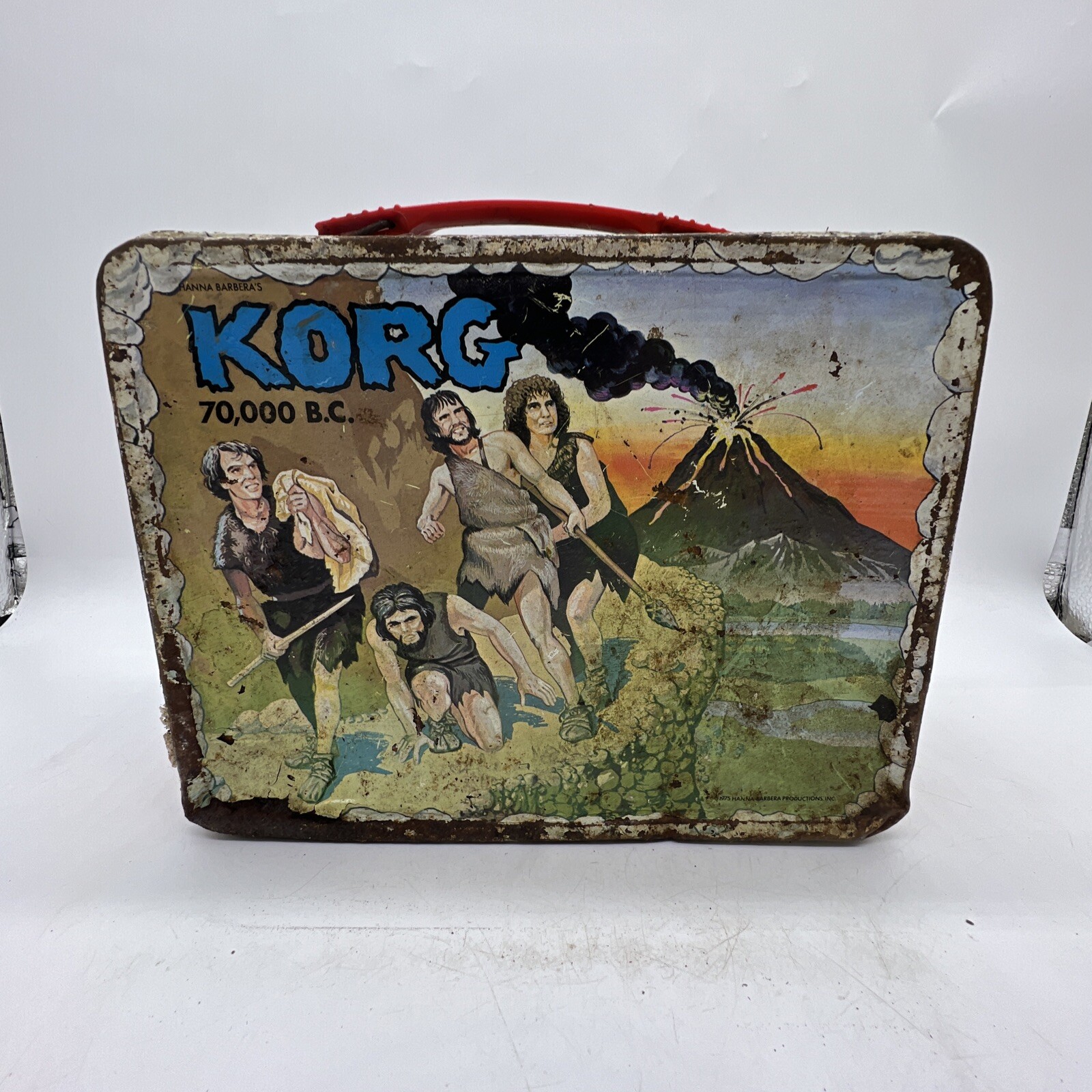 Vintage Thermos Korg Metal Lunch Box 70,000 B.C. Cavemen 1975 | eBay