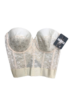 Dominique IVORY Chopper Lace Strapless Longline Underwire Bra, US 40D ...