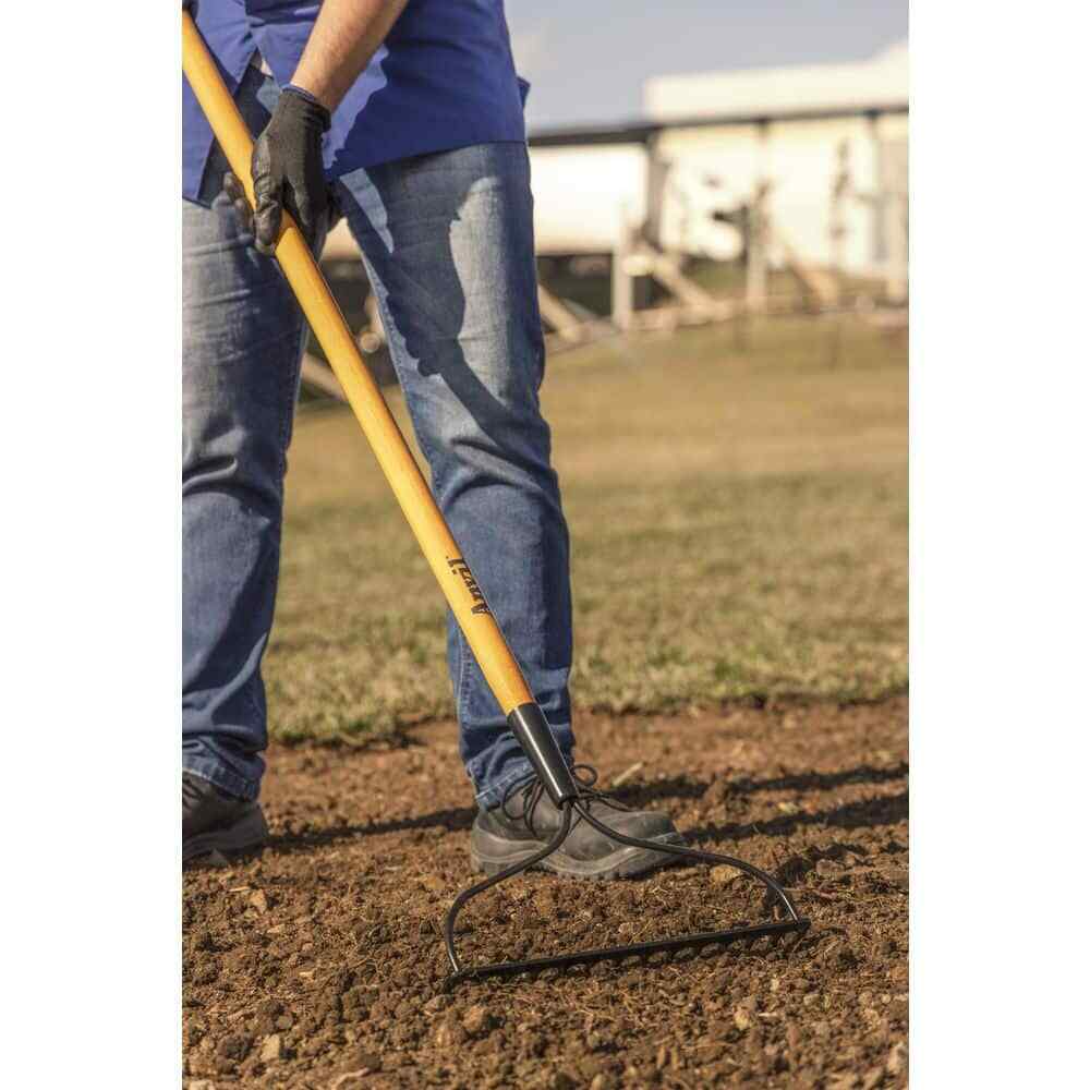 47 In. Wood Handle Coated Steel Garden Bow Rake Wood Handle Welded ...