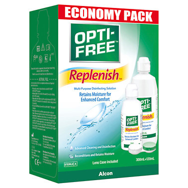 Opti-Free Replenish Contact Lens Solution Economy Pack 300ml+120ml ...