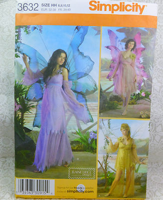 Simplicity 3632 Three Looks Adult Fairy Costume Sewing Pattern 6-12 NEW ...