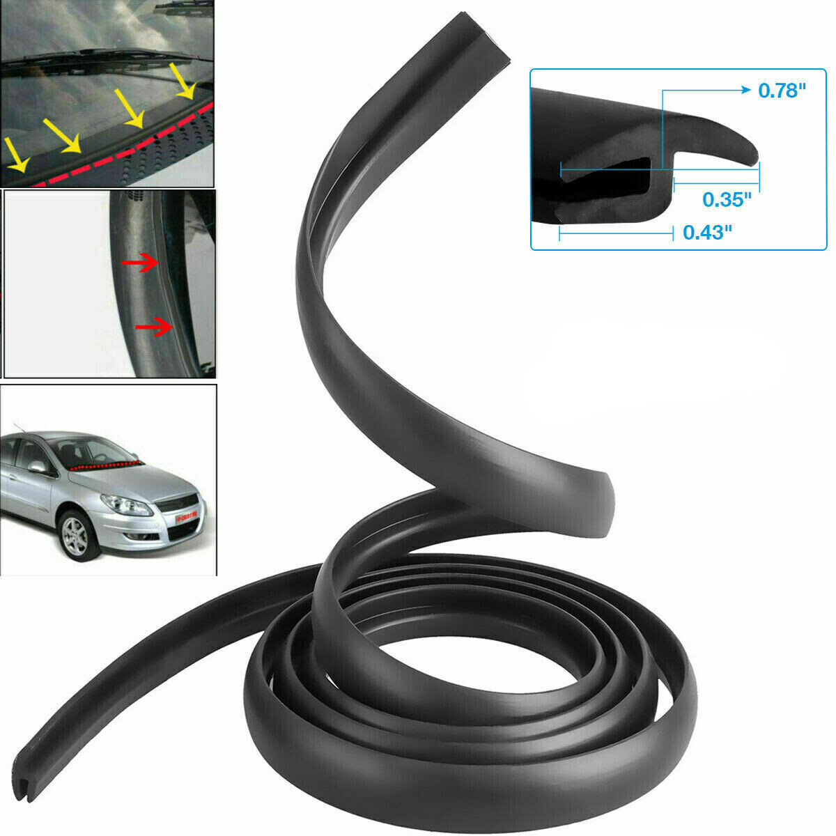 Universal T Shape Rubber Seal Car Front Windshield Edge Guard Strip ...