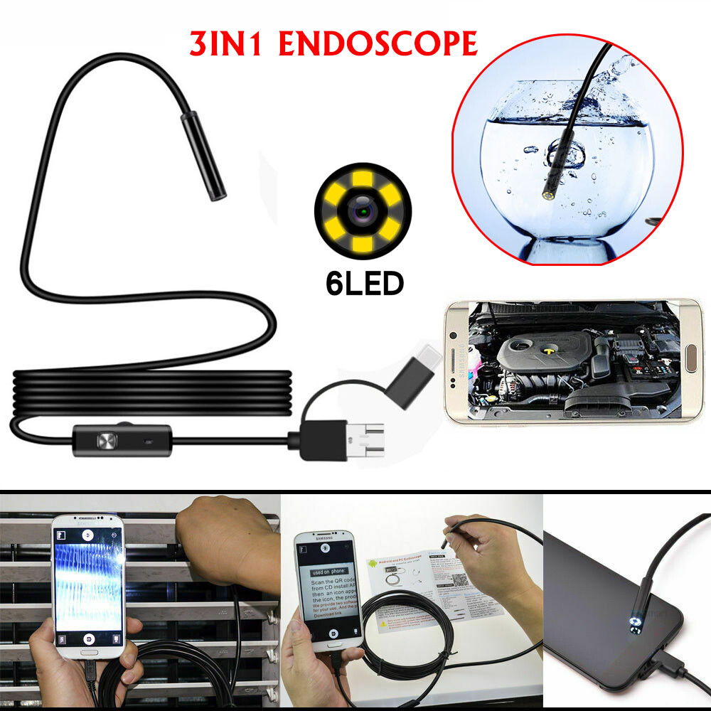 Semi-Righid/Soft Endoscope Waterproof Inspection Camera for Samsung S10 ...