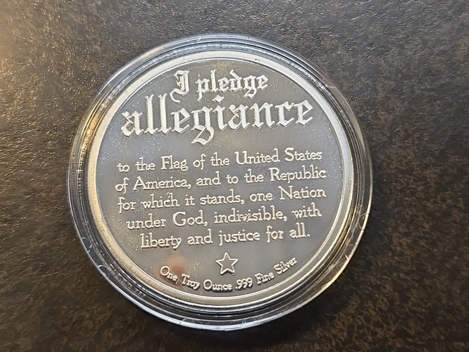 I Pledge Allegiance Patriotic Flag Eagle 1 oz Silver Round Coin in ...