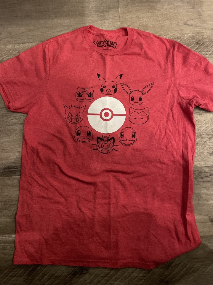 Pokemon Mens Shirt Red Pikachu Characters Pokeball T-Shirt Kohls Size ...
