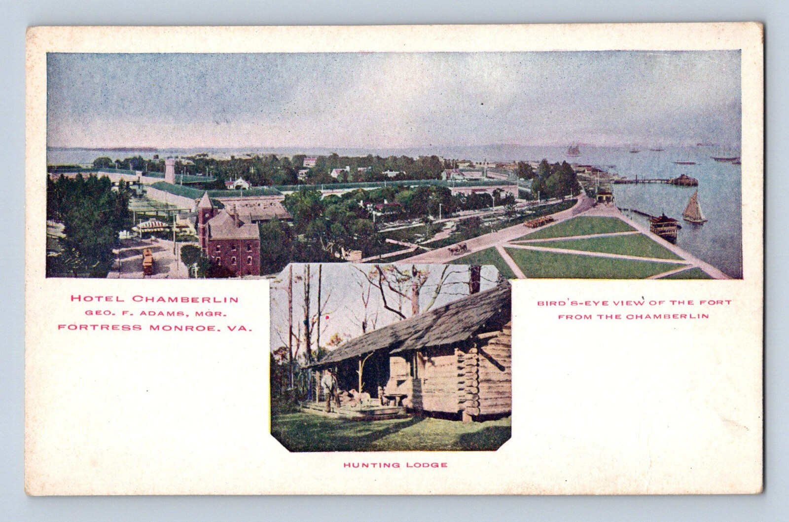 Fort Bird's Eye View, Hunting Lodge Hotel Chamberlin VA Postcard ...