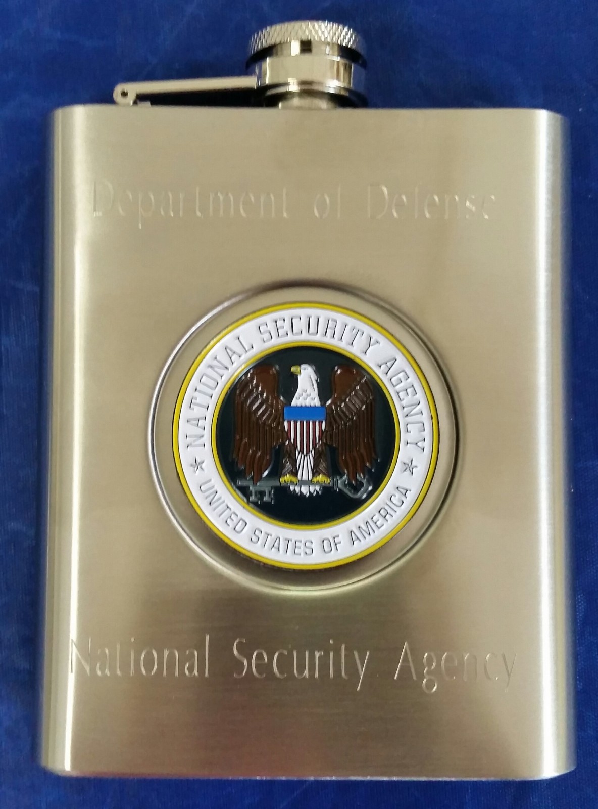 NSA National Security Agency DOD Stainless Steel 6 oz Flask NSA Emblem ...